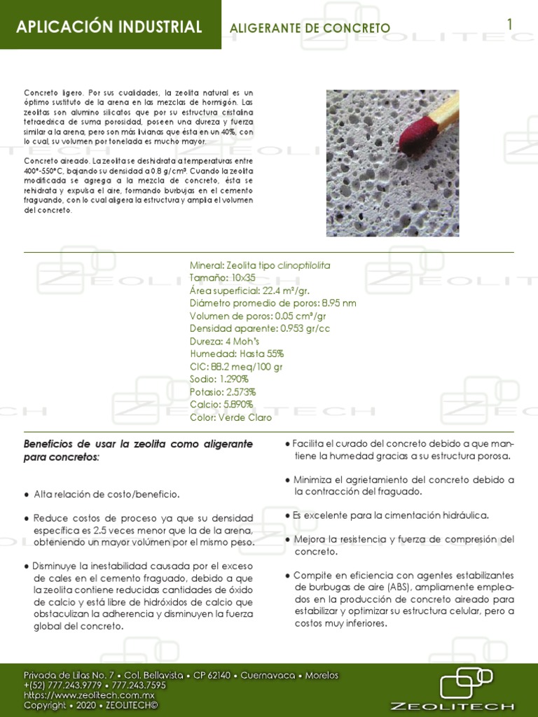 Zeolita como aligerante de concreto | PDF | Hormigón | Cemento