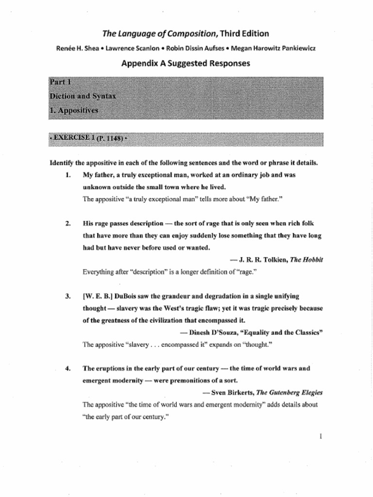 Appositive Answer Key | PDF