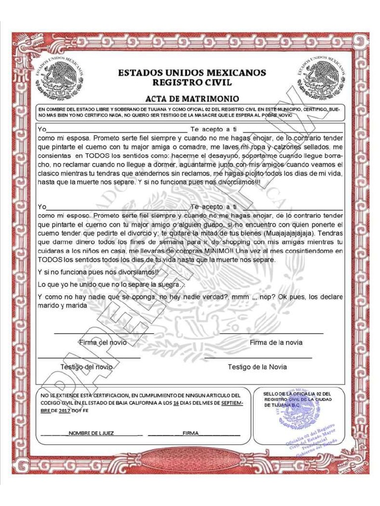 Acta de Matrimonio | PDF