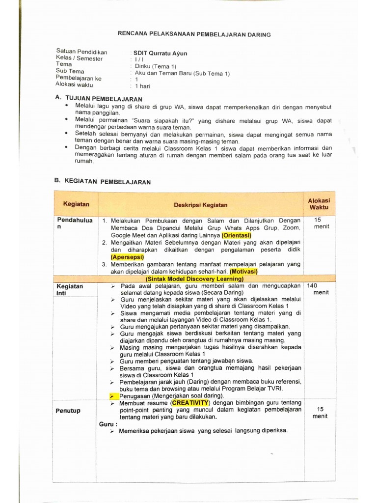 Dok. 12, 13, 18, 19, 22, 29, Rencana Pembelajaran Pembelajaran (RPP) SMA Tahun Berjalan Mapel ...