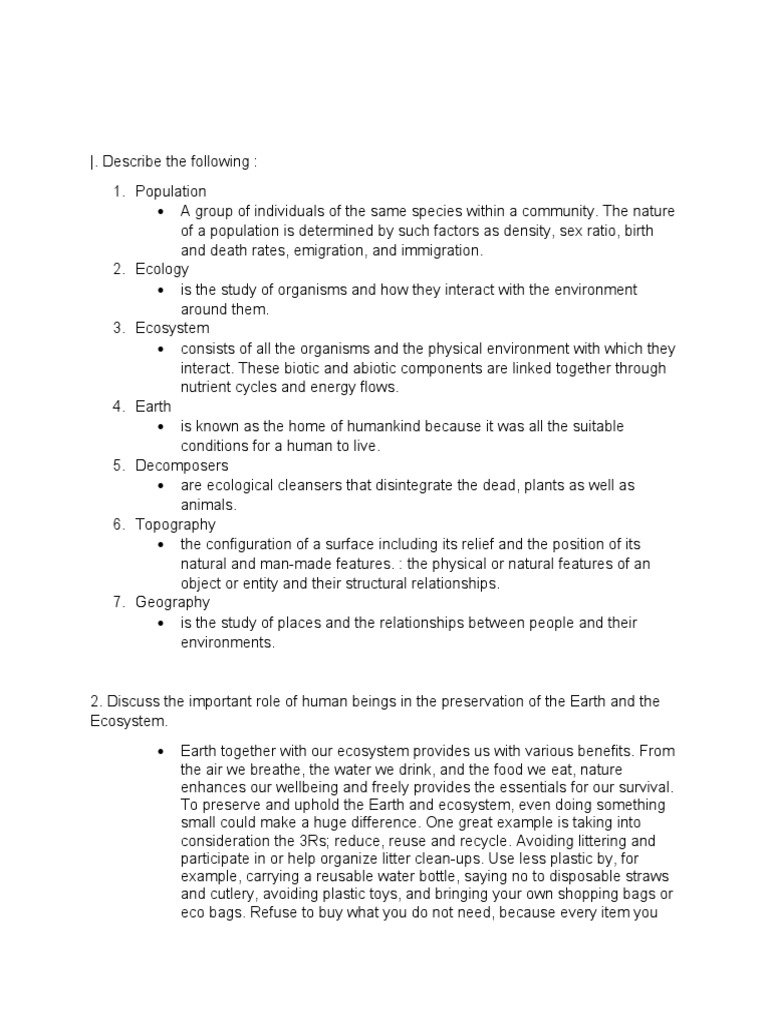 Worksheet 01. | PDF | Ecosystem | Pollution