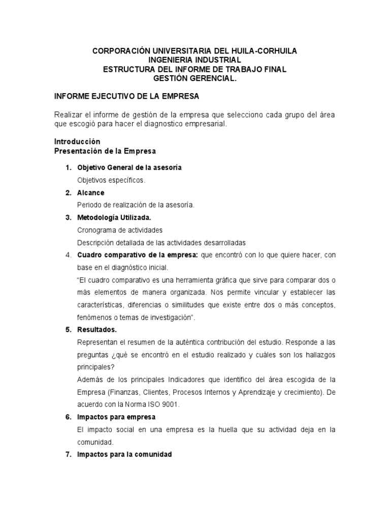 Estructura Del Informe de Trabajo Final | PDF | Calidad (comercial)