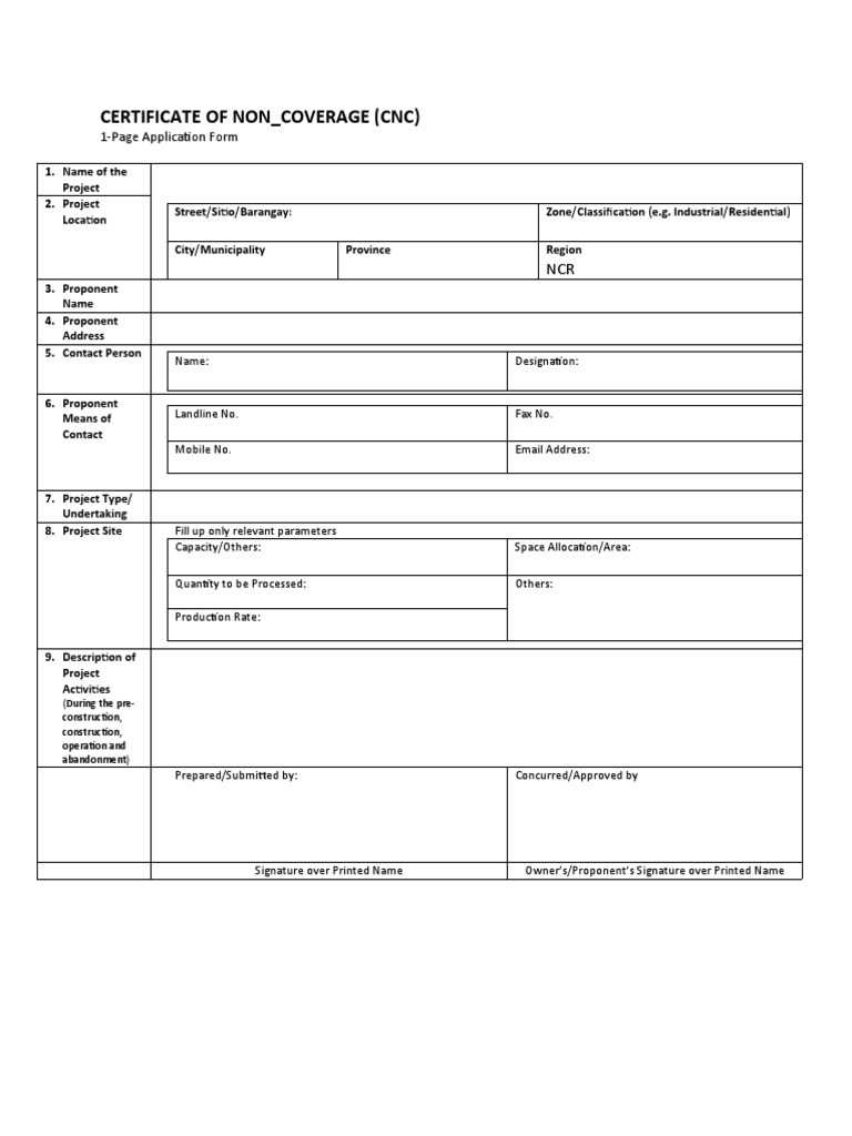 CNC Blank Form | PDF
