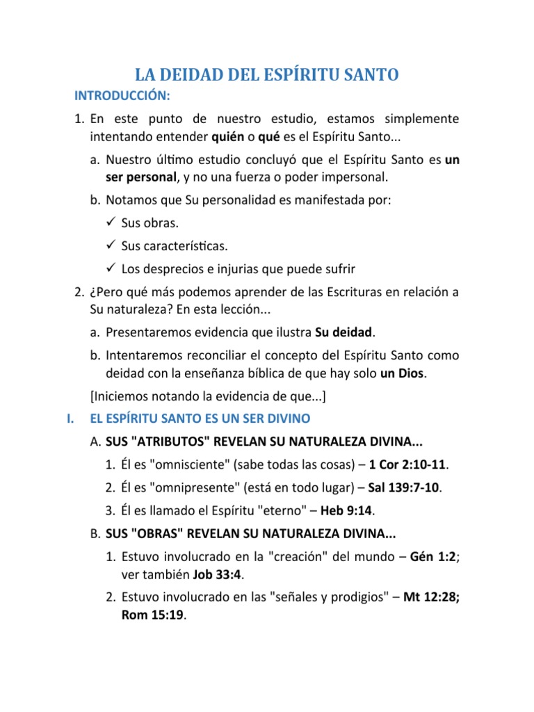 La Deidad del Espíritu Santo | PDF | Trinidad | espíritu Santo