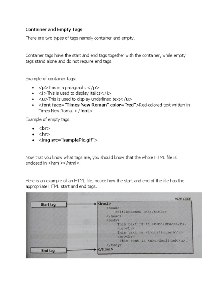 8.container and Empty Tags | PDF