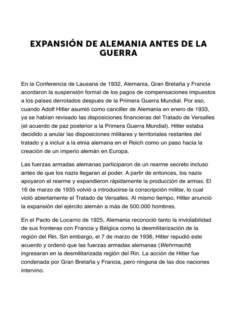 Expansión alemana previa a la guerra | PDF | Alemania nazi | Checoslovaquia