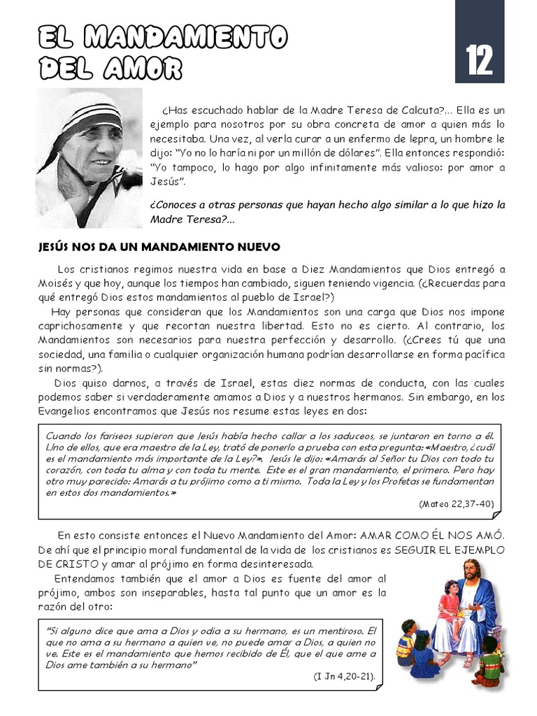 Ficha 12 - EL MANDAMIENTO DEL AMOR | PDF | Amor | Jesús