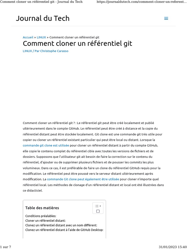 Comment Cloner Un Référentiel Git - Journal Du Tech | PDF | Clonage | Linux