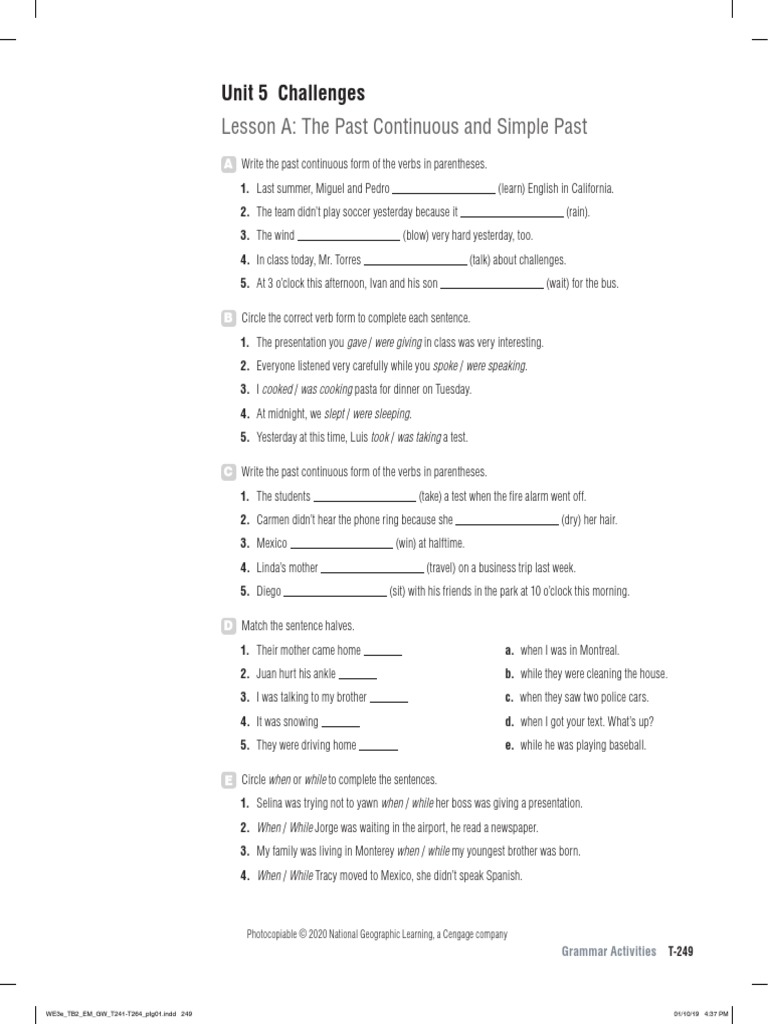 World English 3e Level 2 Grammar Activities Unit 5 Lesson A | PDF ...