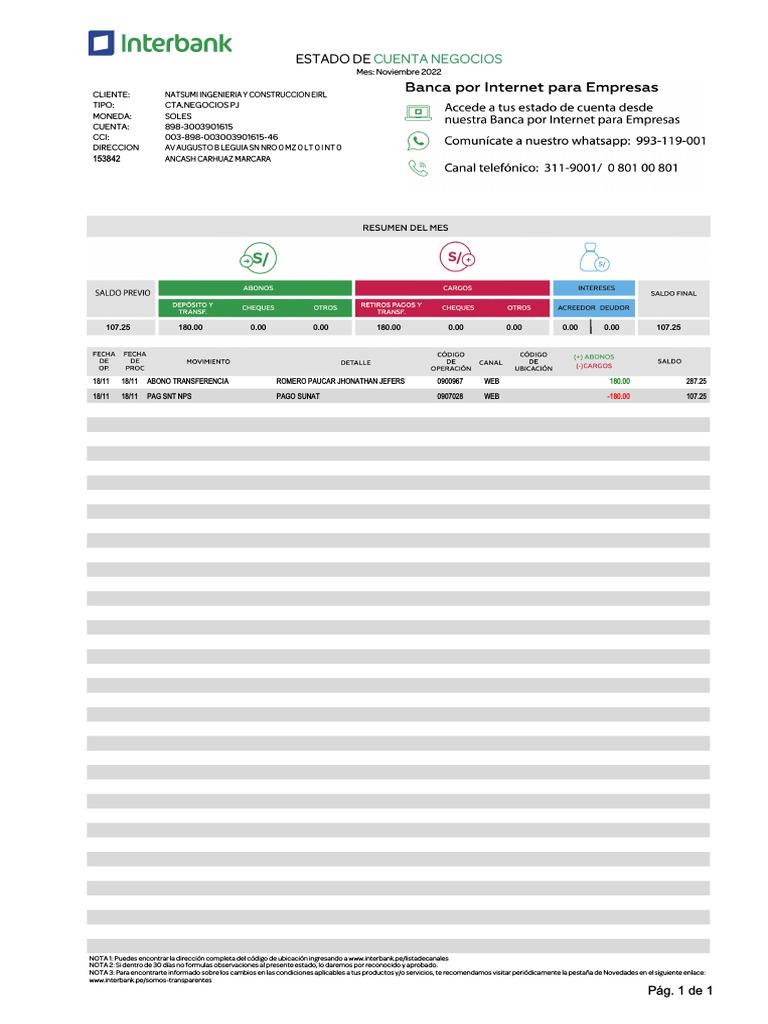 Noviembre Interbank | PDF