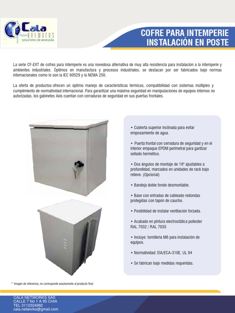 Ficha Técnica Cofres para Intemperie - Cala Networks | PDF