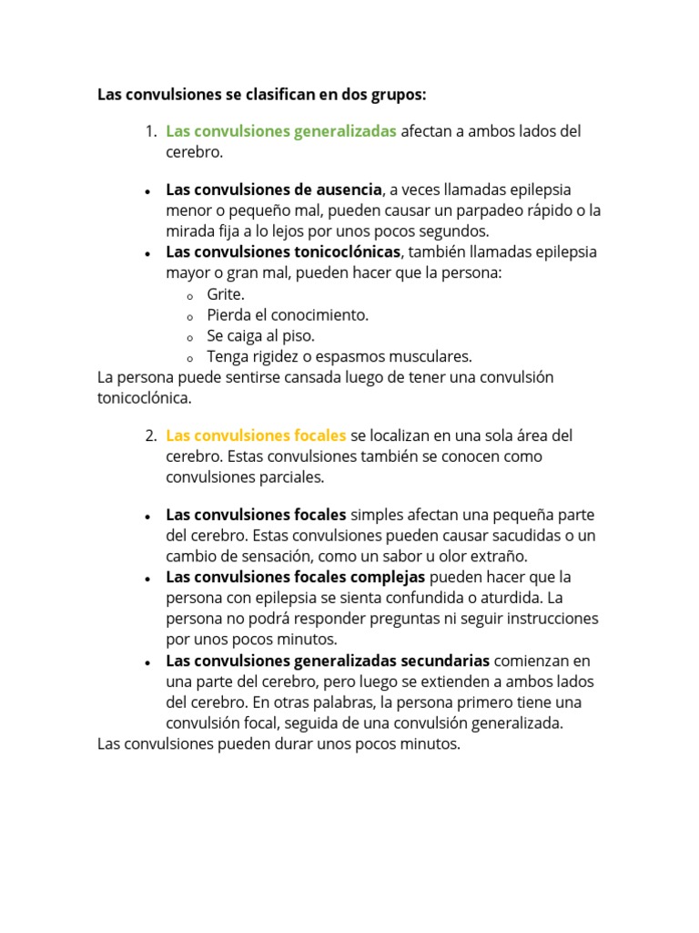 Tipos de Convulsiones y sus Características | PDF