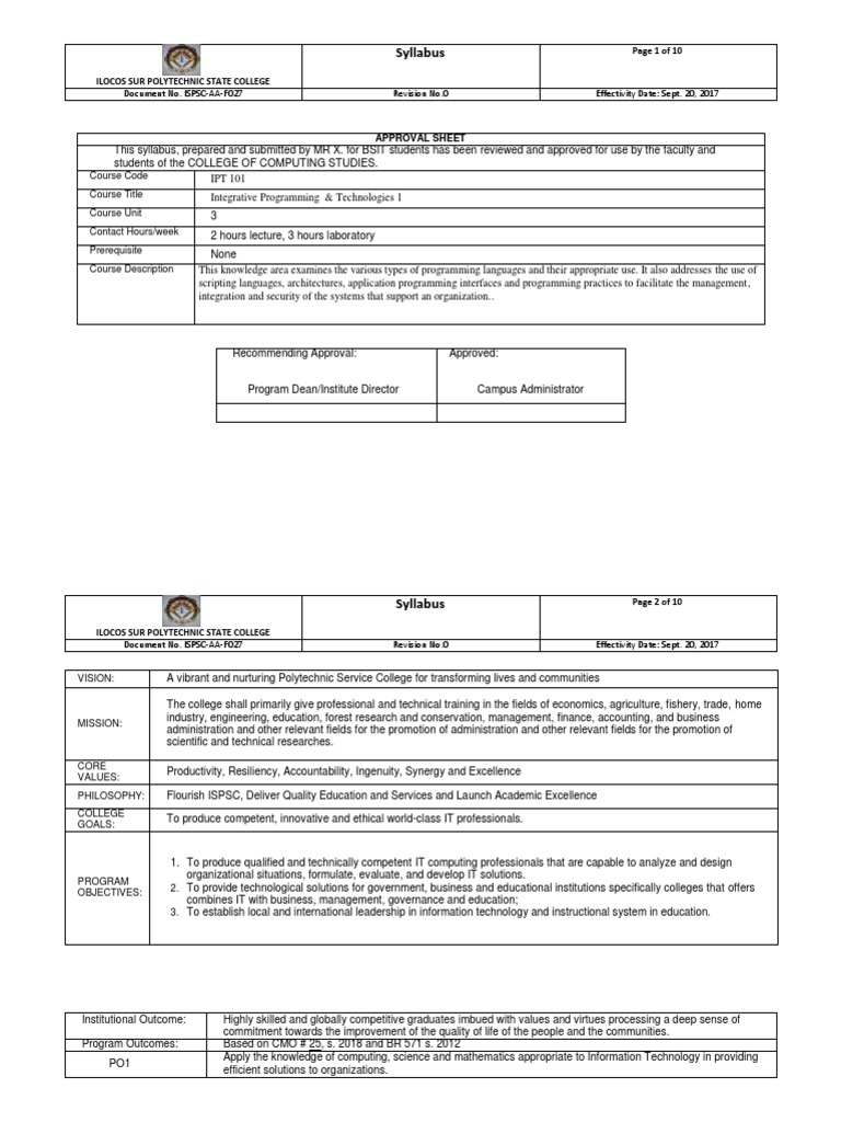 Integrative Programming Technologies 101 Pdf Computer Program Programming