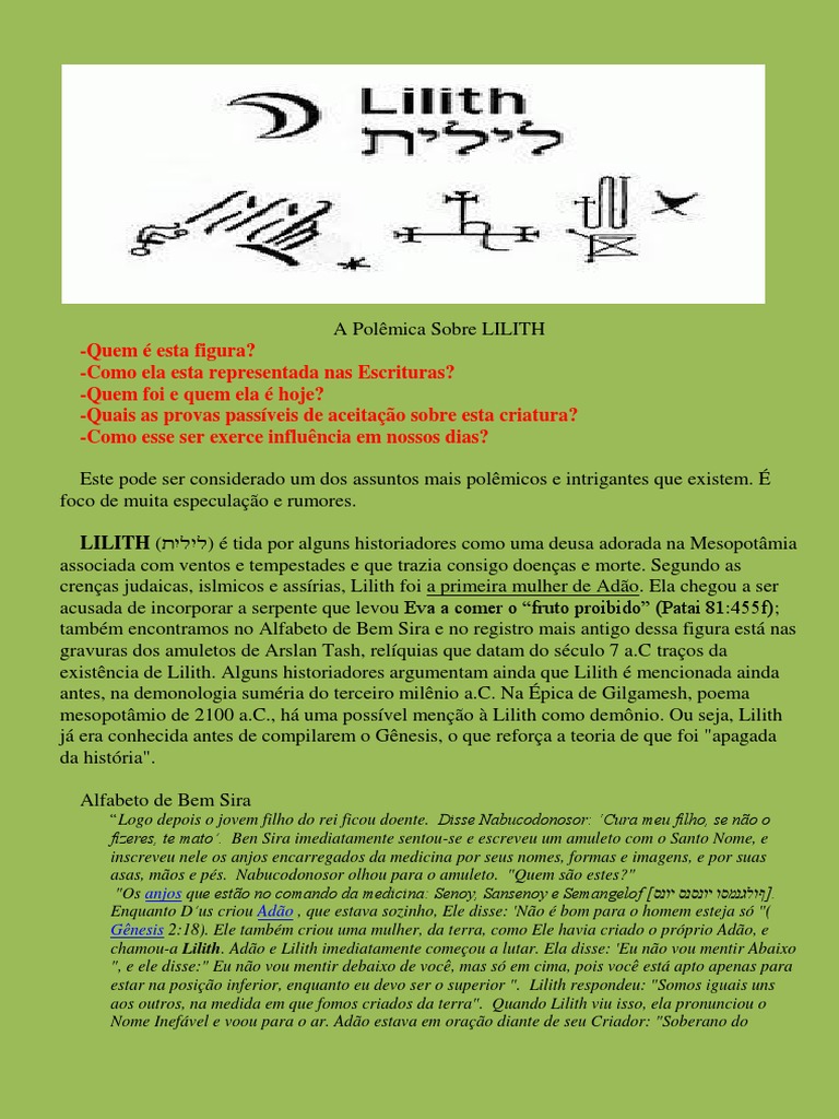 A Polêmica Sobre LILITH | PDF | Lilith | Adão e Eva