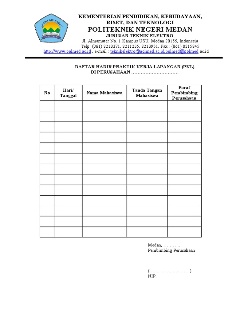 Form Absensi PKL | PDF