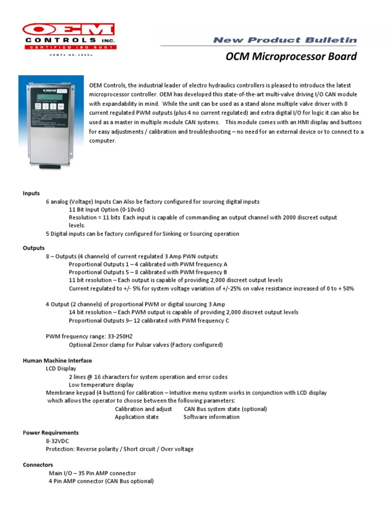 OCM Microprocessor Board: Inputs | PDF | Amplifier | Input/Output