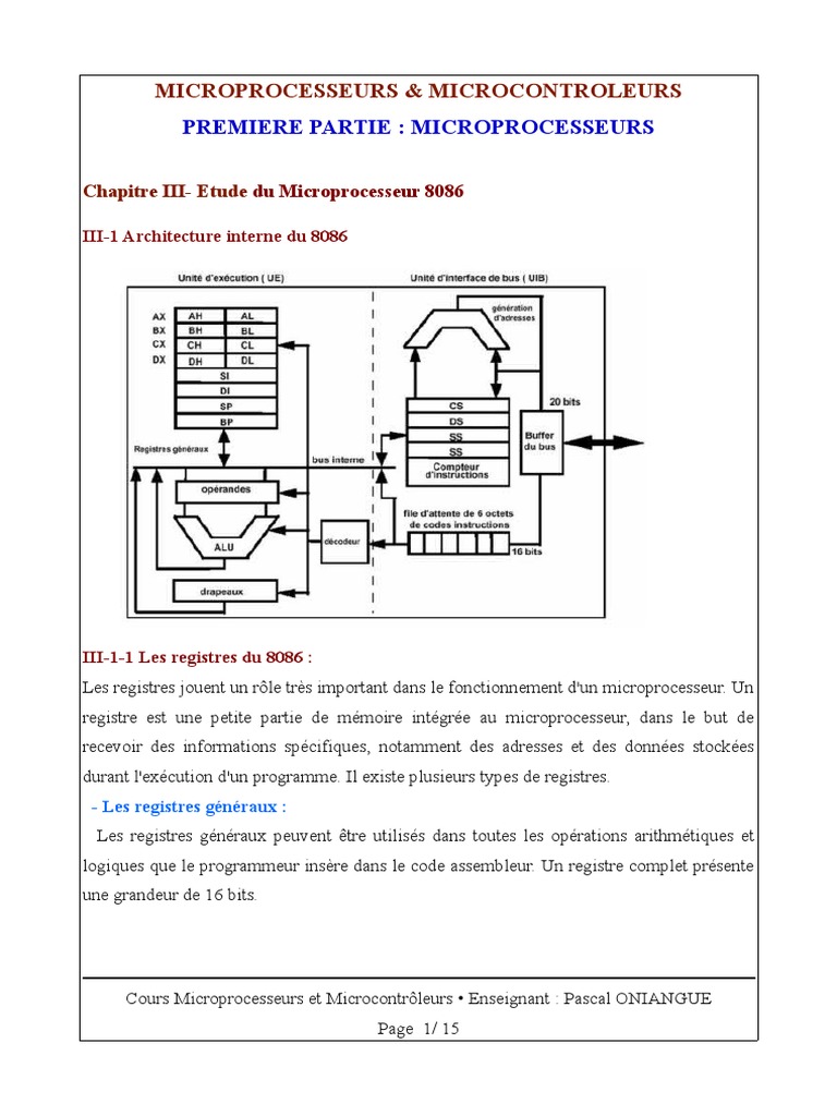 Cours Microprocesseur MicroControleur M1 GI Chap 3 | PDF | Assembleur | Circuit intégré