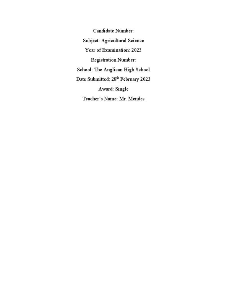 Agriculture Science Sba | PDF | Chicken