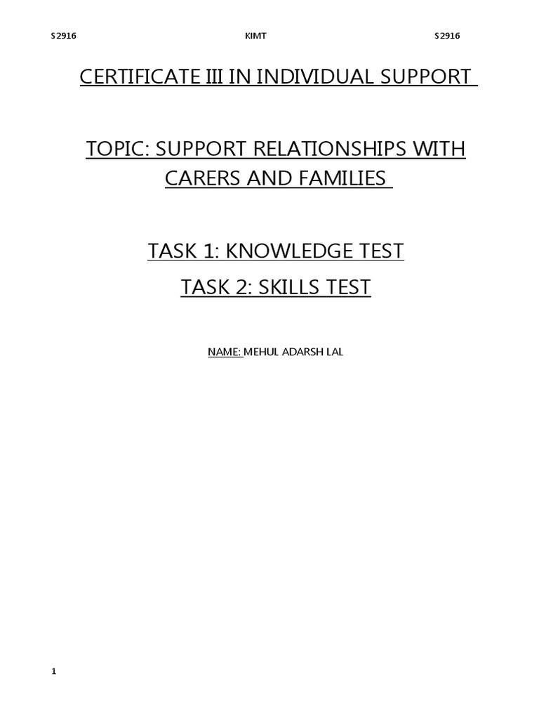 Certificate Iii in Individual Support | PDF | Caregiver | Family