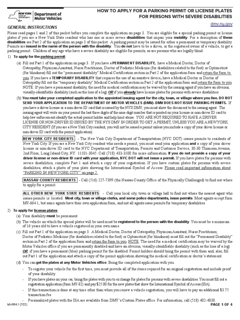 NYC Handicap Parking Permit Guide | PDF | Department Of Motor Vehicles ...