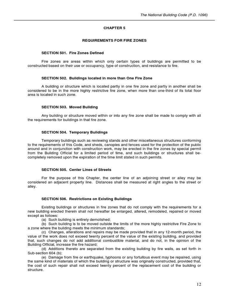 Fire Zone Regulations in National Code | PDF