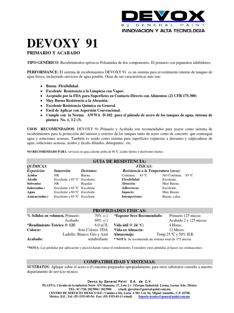 Devoxy 91 | PDF | Agua | Hormigón
