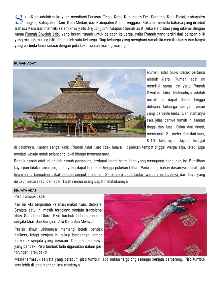 Suku Karo Adat Dan Budayanya | PDF
