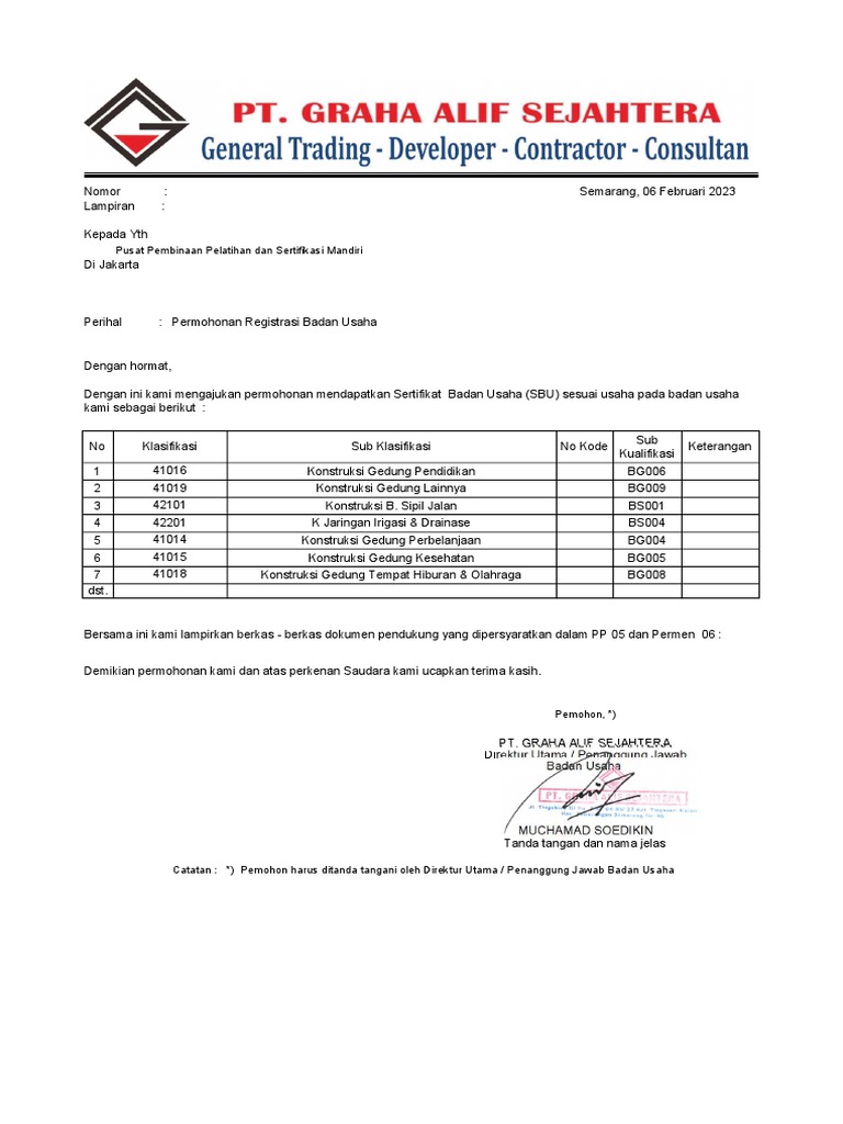 Permohonan Reg. Sbu | PDF