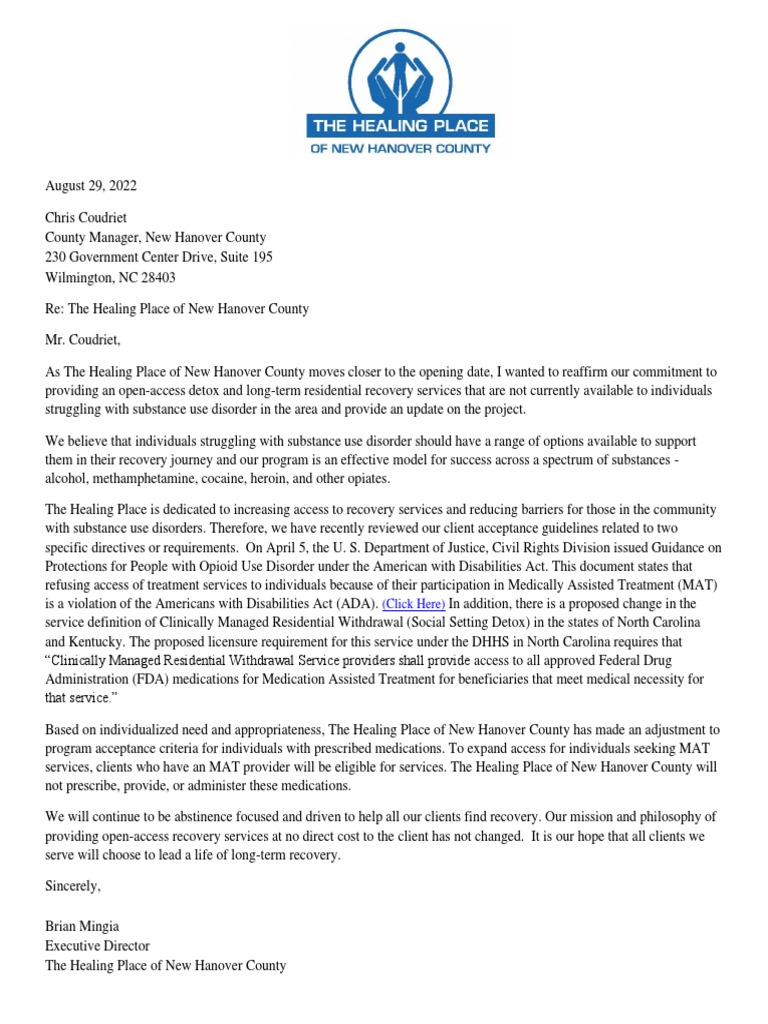 Letter From Brian Mingia To Chris Coudriet | Download Free PDF | Opioid ...