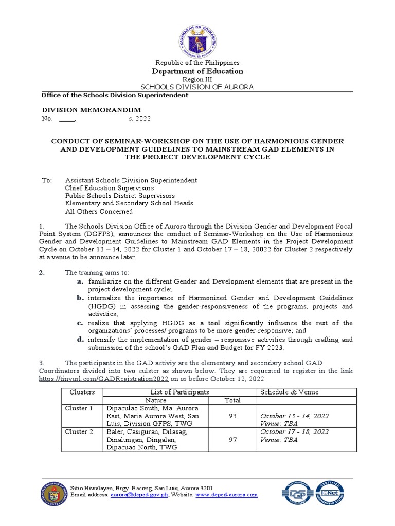 MEMO GAD Attribution School Based | PDF