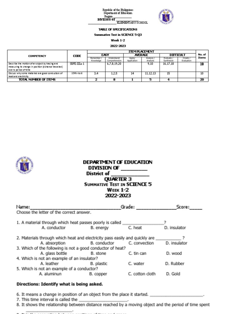 ST1 Science-5 Q3 | PDF | Electricity | Electrical Conductor