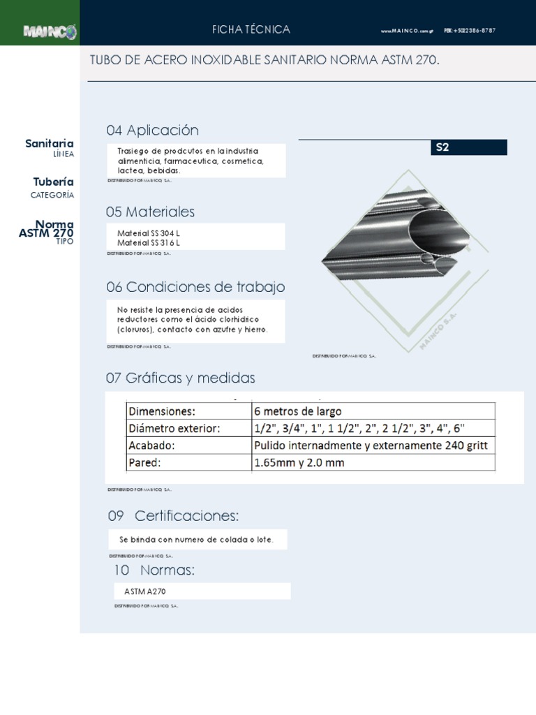 Tubo Sanitario Inoxidable ASTM A270 | PDF | Tecnología