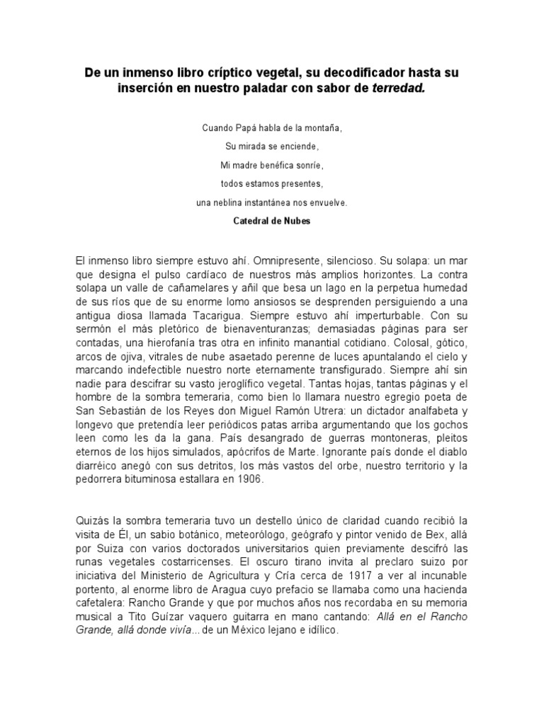 De Un Inmenso Libro Críptico Vegetal... | PDF