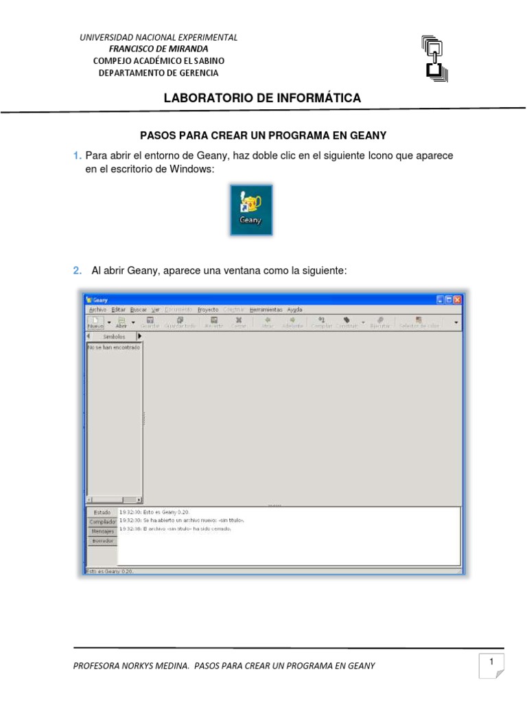 Pasos para Crear Un Programa en Geany | PDF | Archivo de computadora ...