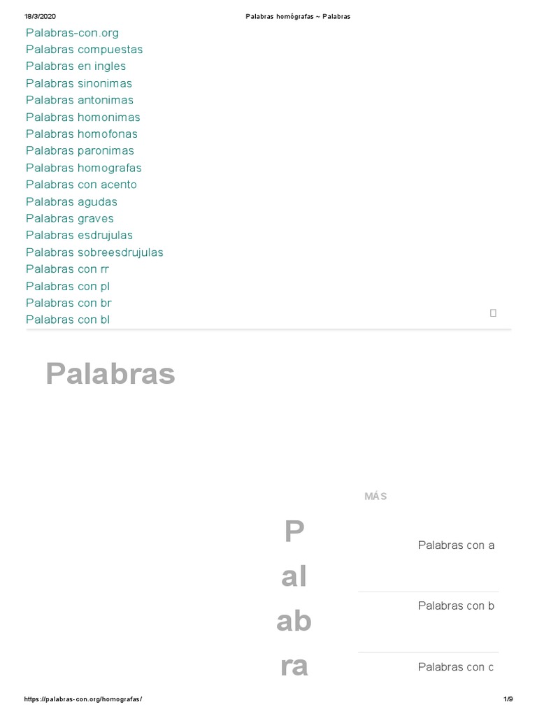 Palabras Homógrafas - Palabras | PDF