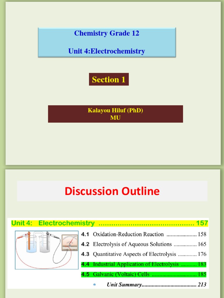 Chemistry G12 U4 Section 1 | PDF | Redox | Electrochemistry