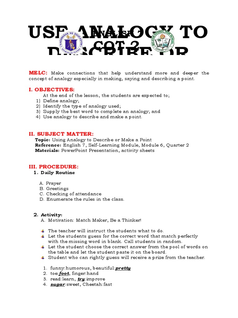 Analogy Final Cot2 | PDF | Analogy | Metaphor