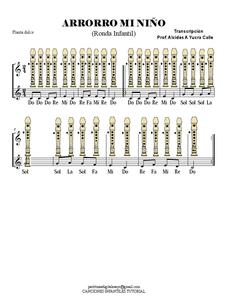 Arrorro Mi Niño - Flauta Dulce IMAGEN | PDF