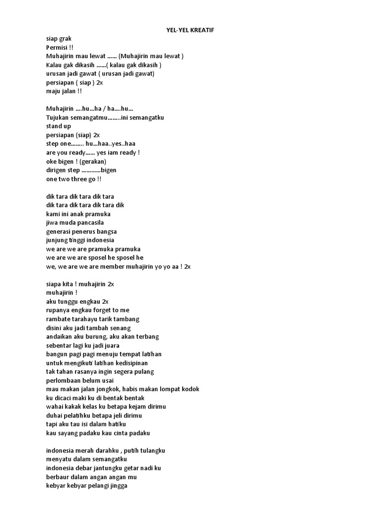 Yel-Yel Kreatif untuk Pramuka | PDF