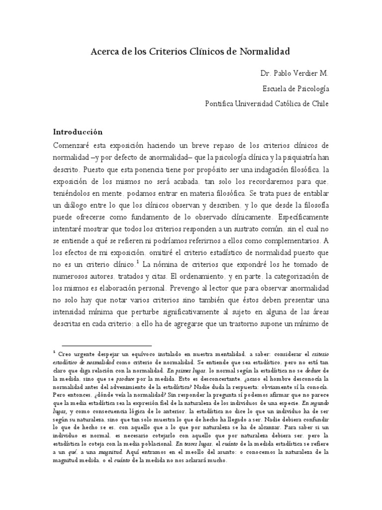 Acerca Del Criterio de Normalidad - Dr. Pablo Verdier | PDF | Adultos ...