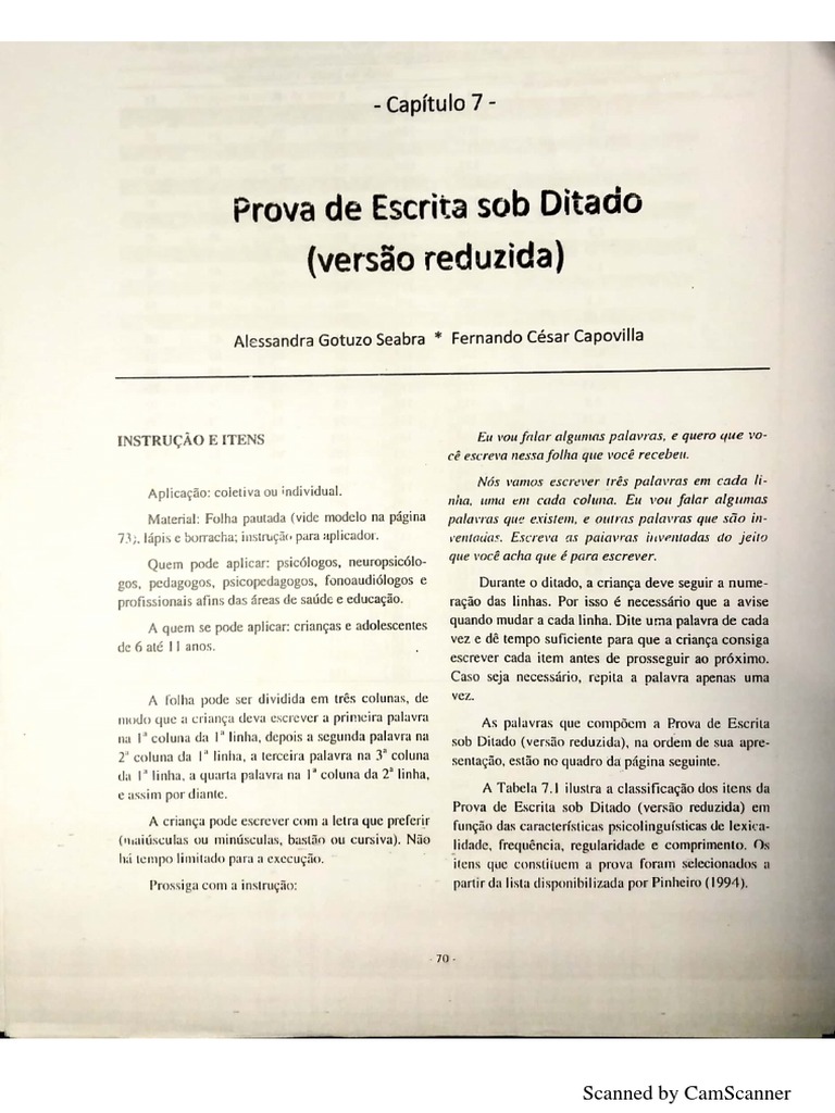 Prova Escrita Sob Ditado - TESTE REDUZIDO | PDF