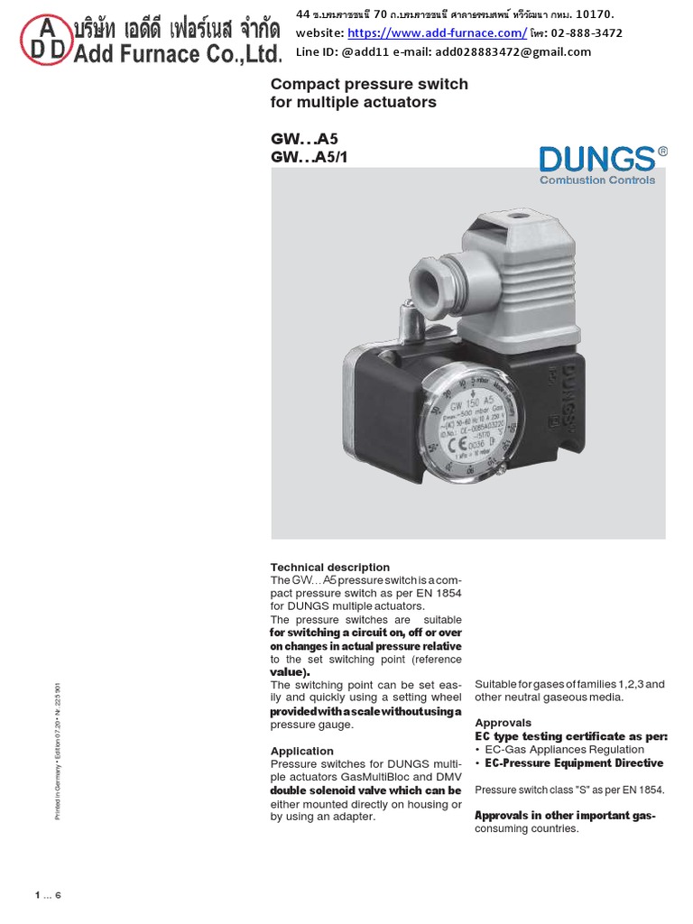 Dungs GW 50 A5 Manual | PDF | Electrical Connector | Alternating Current