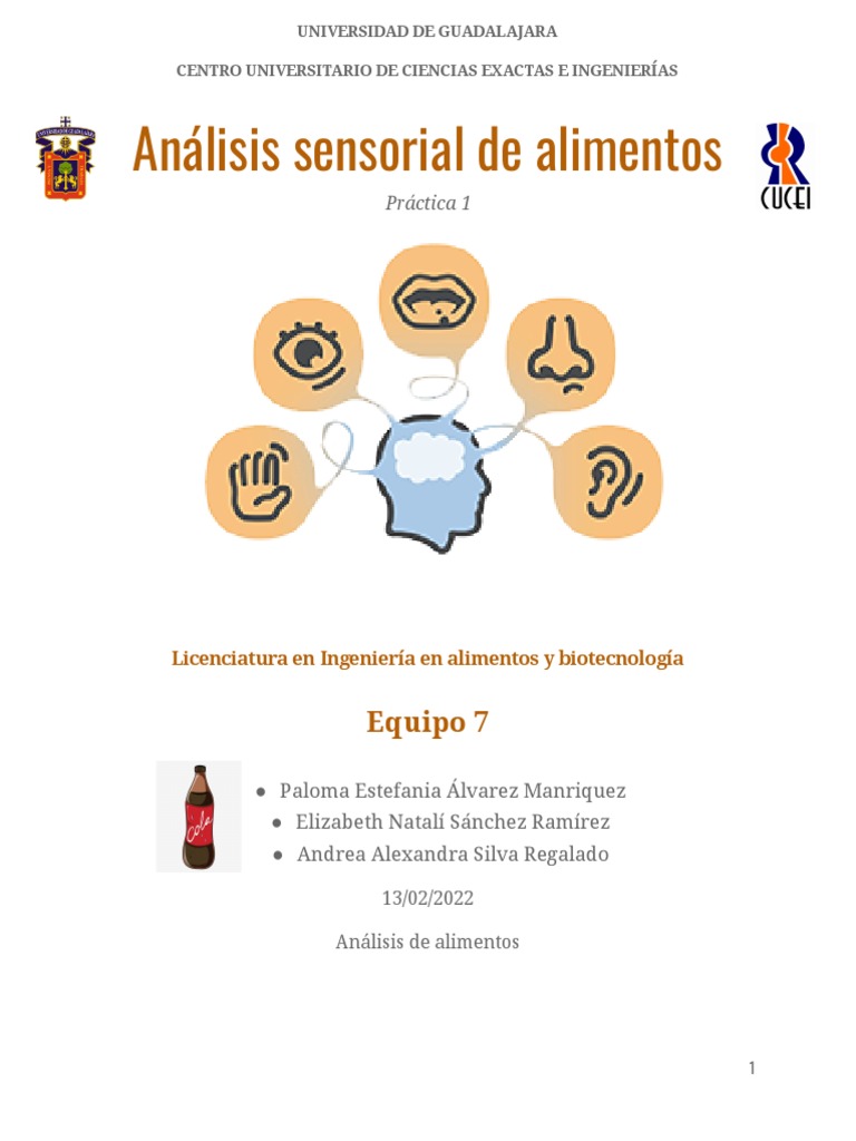 Práctica 1. Análisis Sensorial de Alimentos | PDF