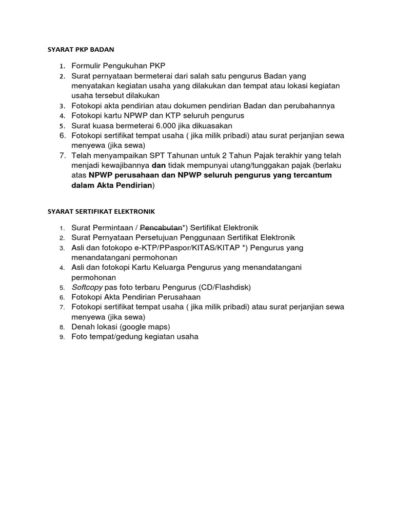 Form Pkp+kode Aktivasi+sertel+syarat | PDF