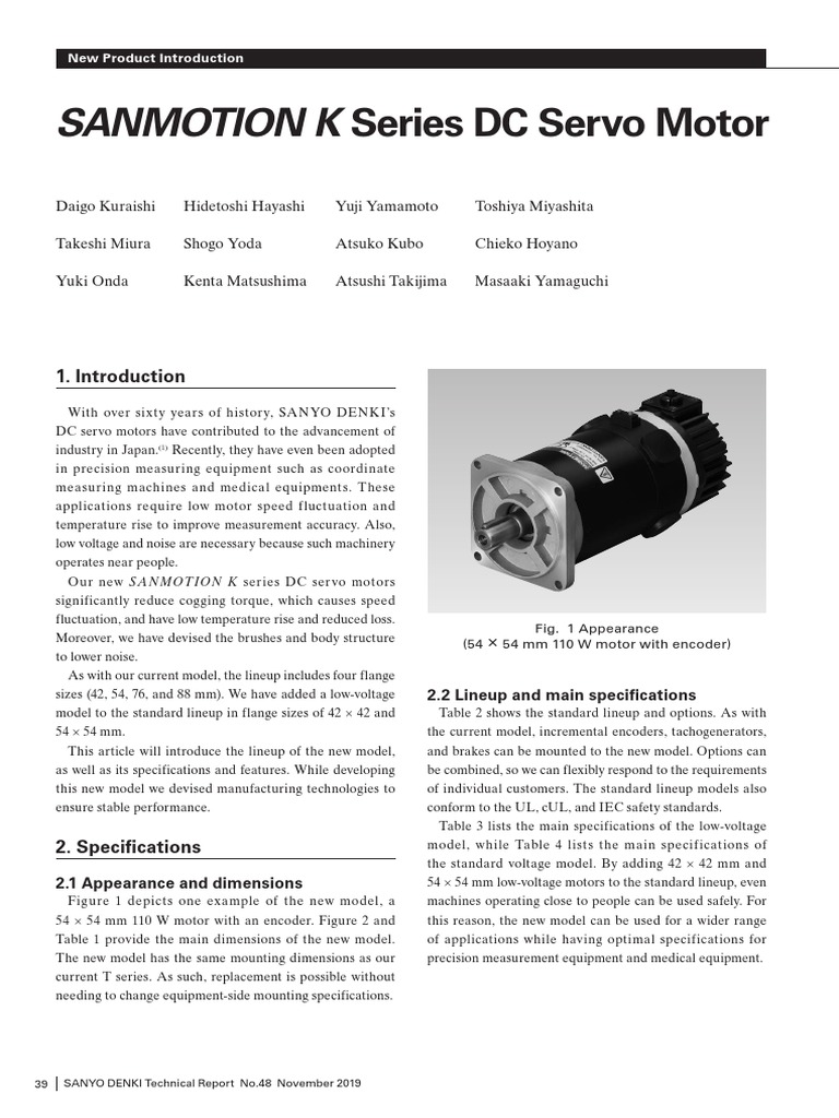SANMOTION K Series DC Servo Motor | PDF | Electric Motor | Electric Power