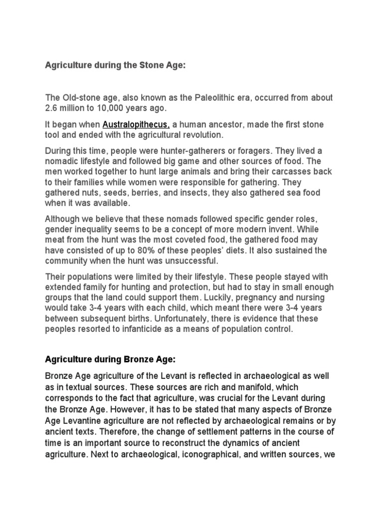 Agriculture During The Stone Age | PDF | Agriculture | Paleolithic