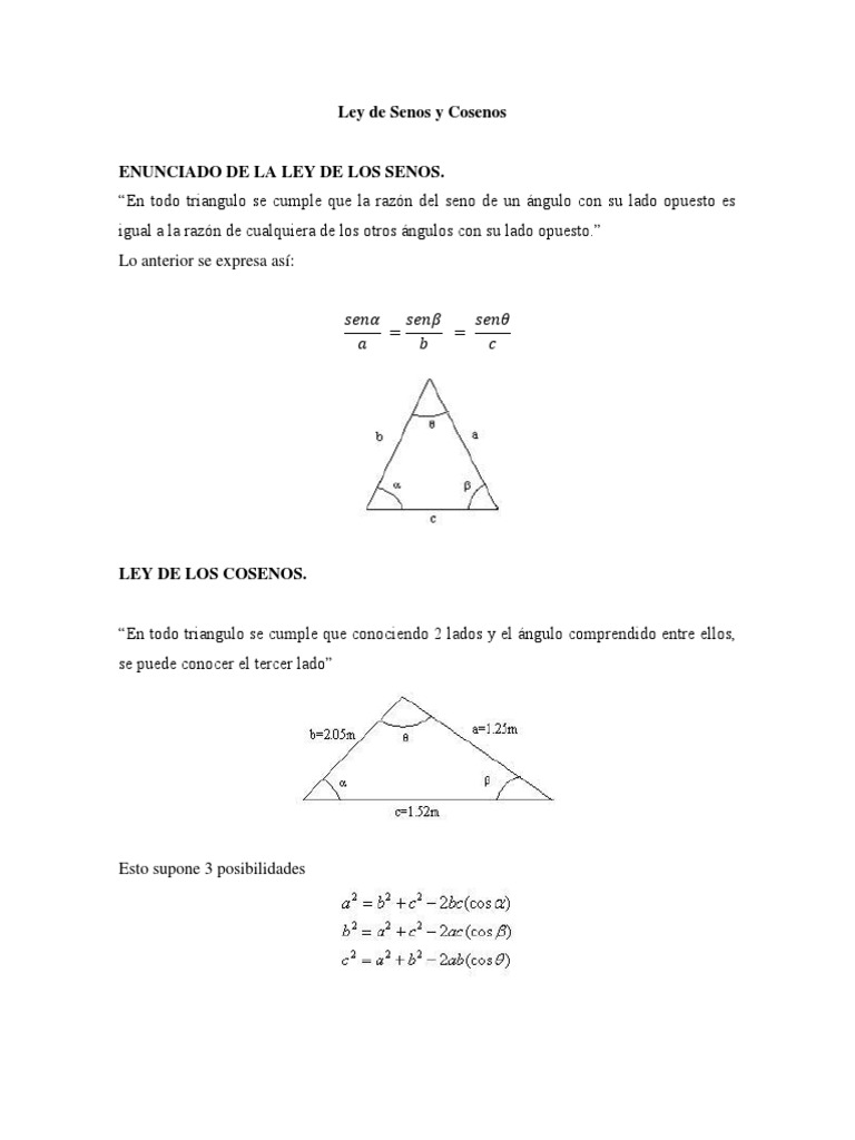 Ley de Senos y Cosenos | PDF