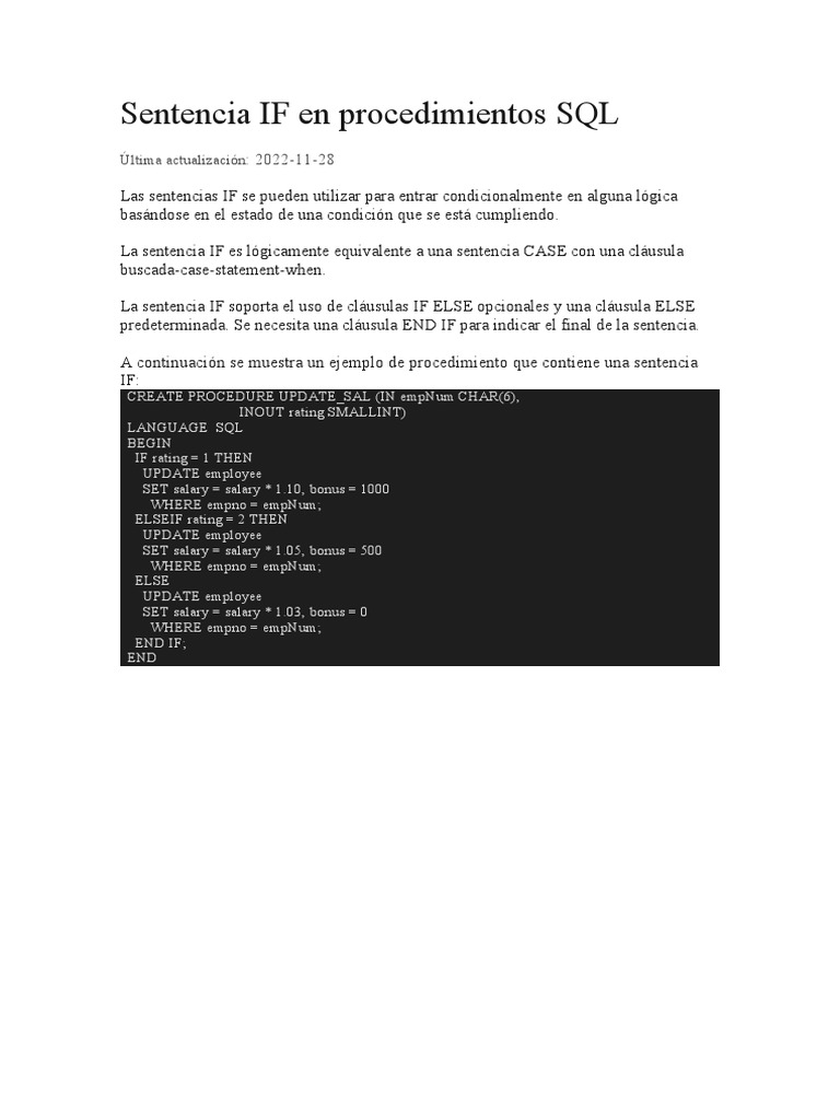 SQL Sentencias If | PDF