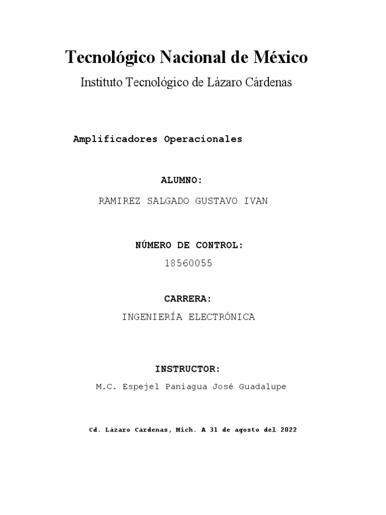 Tarea 1, Unidad 1 | PDF | Amplificador operacional | Amplificador Tarea 1, Unidad 1 | PDF | Amplificador operacional | Amplificador