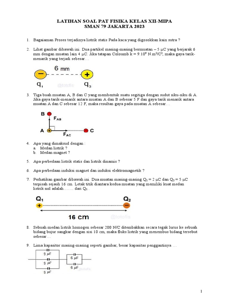 Kisi-Kisi Soal PAT Fisika XII-MIPA 2023 | PDF